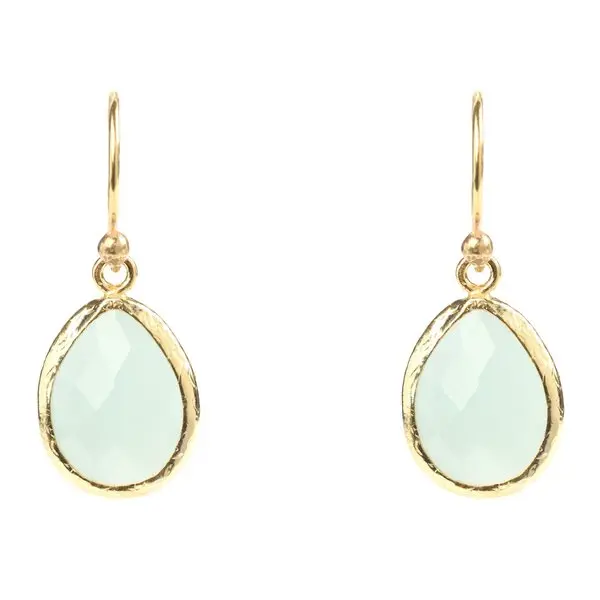 LATELITA Aqua Chalcedony Petite Drop Earrings - Blue/gold