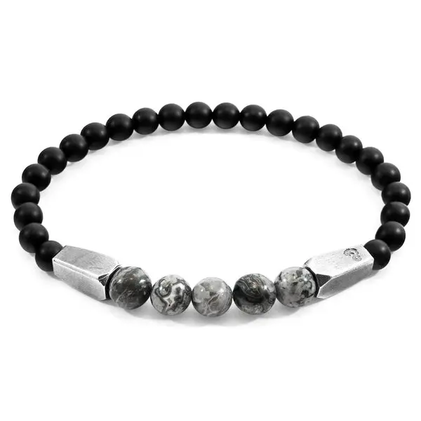 ANCHOR & CREW Jasper Hukou Stone Bracelet - Grey