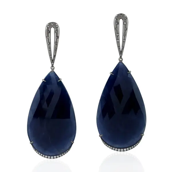 ARTISAN Blue Sapphire And Diamond Dangle Earrings - White