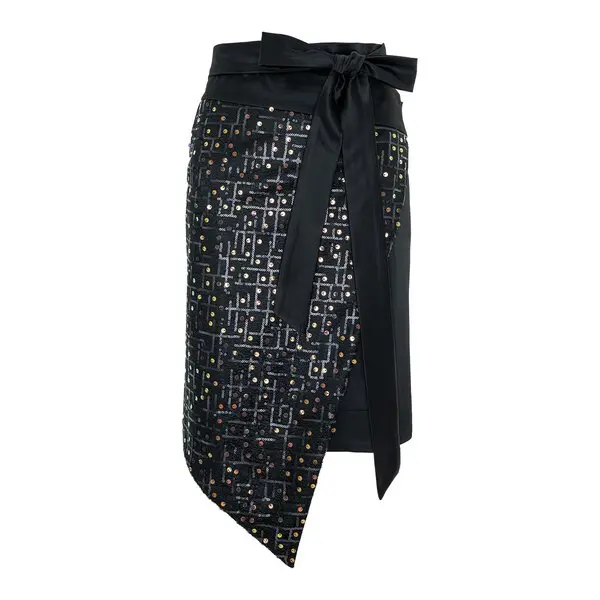 CONCEPT A TROIS Asymmetrical Skirt With Sequins