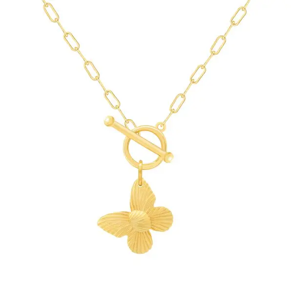 MARCIA MORAN Bella Charm Paperclip Chain Necklace - Gold