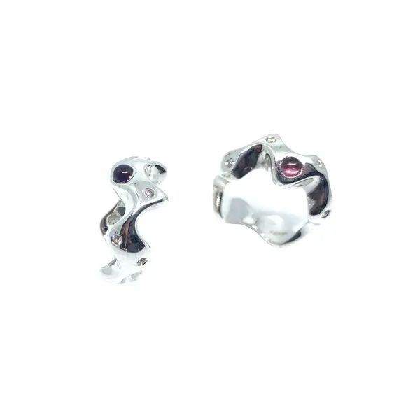 TG-JEWELLERY BY TAMARA GERVASIO Sterling Silver Garnet And Cubic Zirconia Sea Slug Ring - Red/silver/white