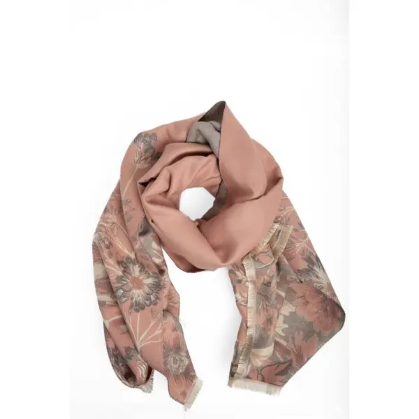 Saachi Reversible Floral Oversized Puff Scarf - Pink