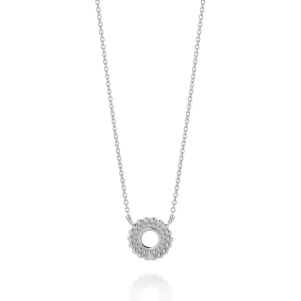 NELLOU JEWELLERY Beaded Halo Pendant Necklace - Silver