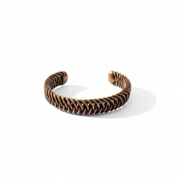 ANATOLIACRAFT Handwoven Copper Coil Cuff Bracelet - Brown