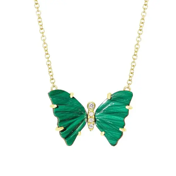 KAMARIA Malachite Butterfly Necklace - Green