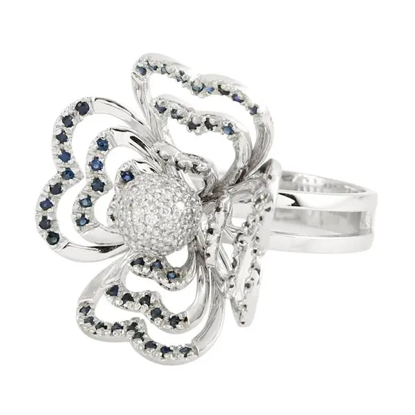 ARTISAN Floral Statement Ring - White/blue