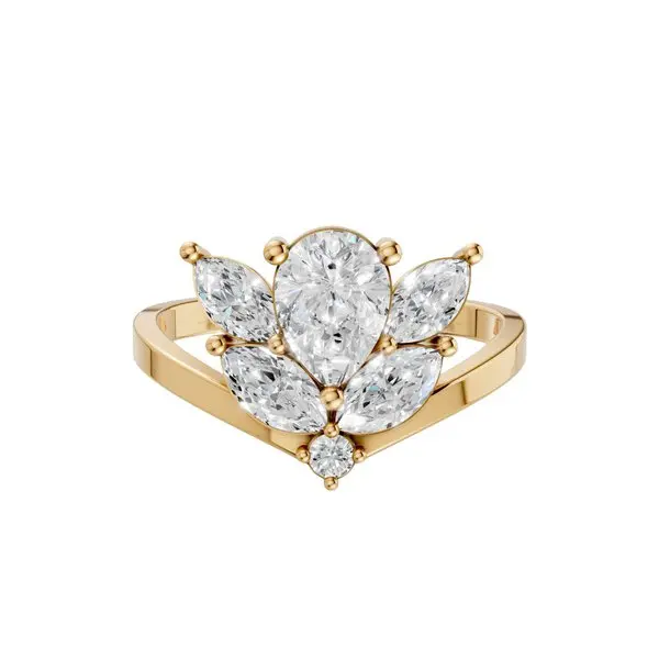 AYA FINE JEWELRY Pear & Marquise Lab Diamond Cluster Ring 1.41 Ctw In 14k Gold - Yellow