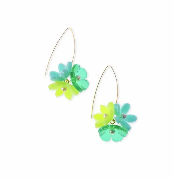 BY CHAVELLI Flowerball Dangly Earrings - Green
