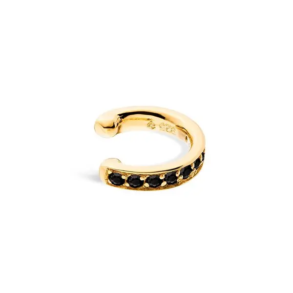 SALLY SKOUFIS Gold Vermeil Ear Cuff With Black Zirconia - Gold/black