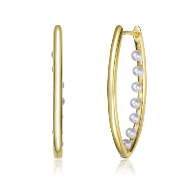 GENEVIVE 14k -plated Pearl Hoop Earrings - Gold
