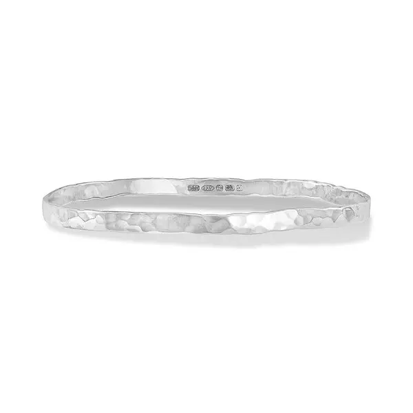DOWER & HALL 4mm Hammered Nomad Bangle - Silver