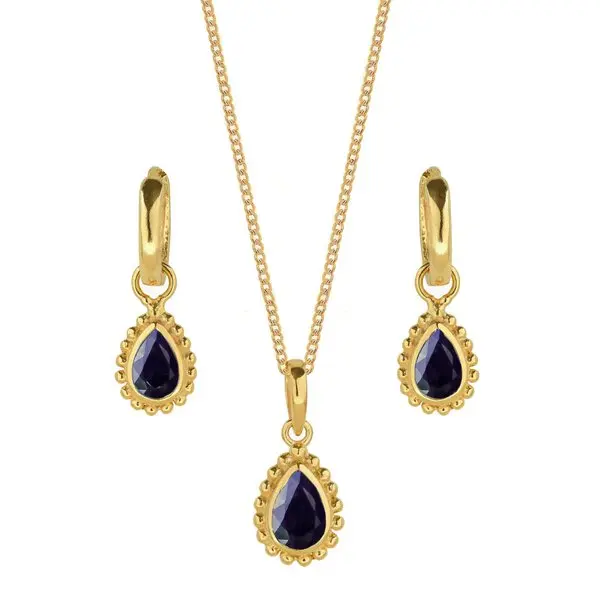 CHARLOTTE'S WEB JEWELLERY Necklace And Huggie Earring Set - Gold/blue