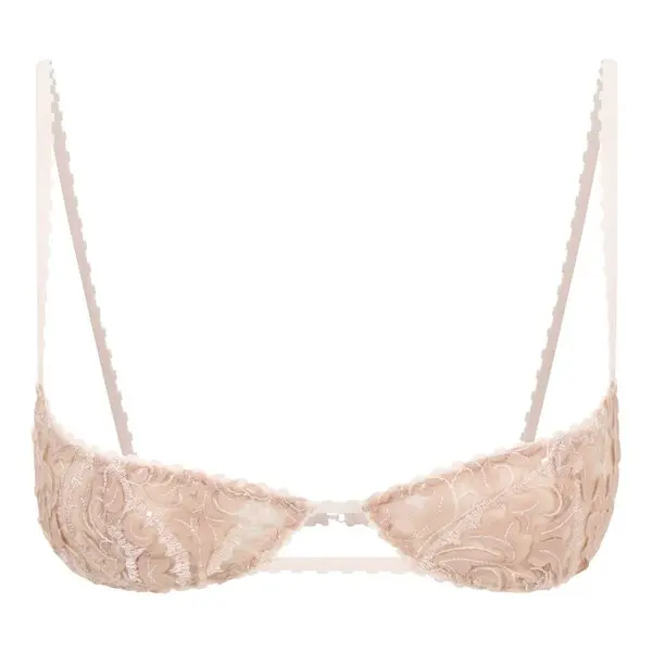 BELLE ET BON BON Pink Embroidered Bralette - Rose Gold