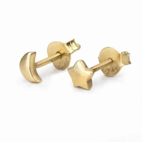 THE JEWELLERY STORE LONDON Star And Moon Vermeil Stud Earrings - Gold