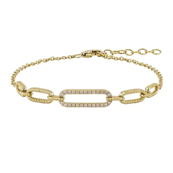 NESHI DESIGNS 14k Gold Diamond Paper Clip Bracelet - Yellow