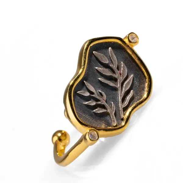 EBRU JEWELRY Olive Branch Ring - Gold/silver
