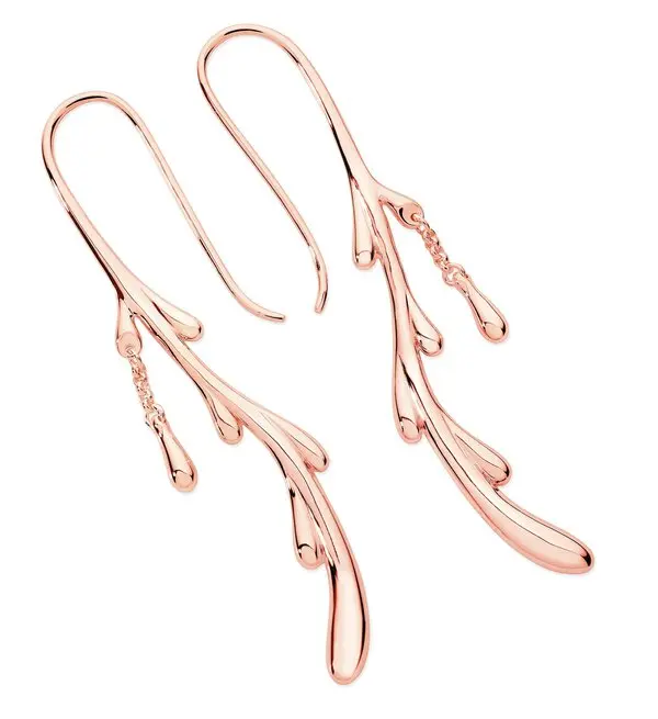 LUCY QUARTERMAINE Shepherds Crook Drop Earrings - Rose Gold