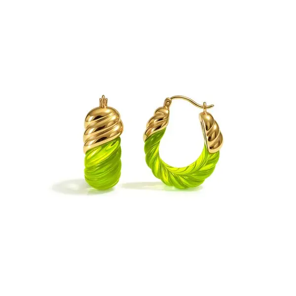 GOLD & HONEY Peridot Lucite Hoop Earrings - Green/gold