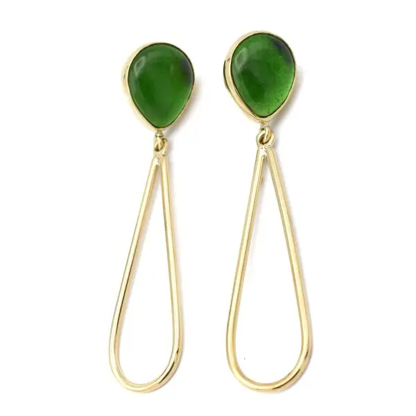 LALA SALAMA Glass Teardrop Earrings - Green