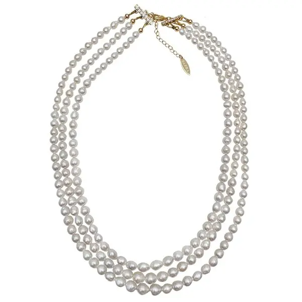 FARRA Multi-layers Graduated Freshwater Pearl Necklace - White