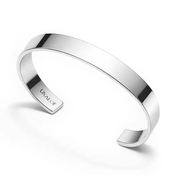 UNALOE Medium Band Sterling Open Cuff Bracelet - Silver