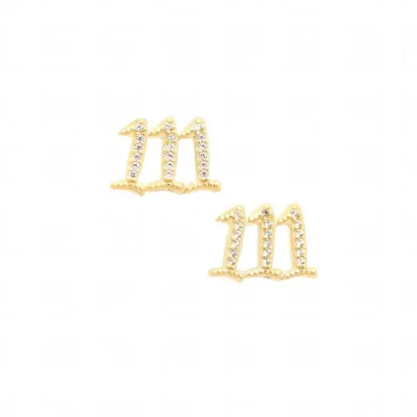 SEVEN SAINTS 111 Angel Number Stud Earrings - Gold
