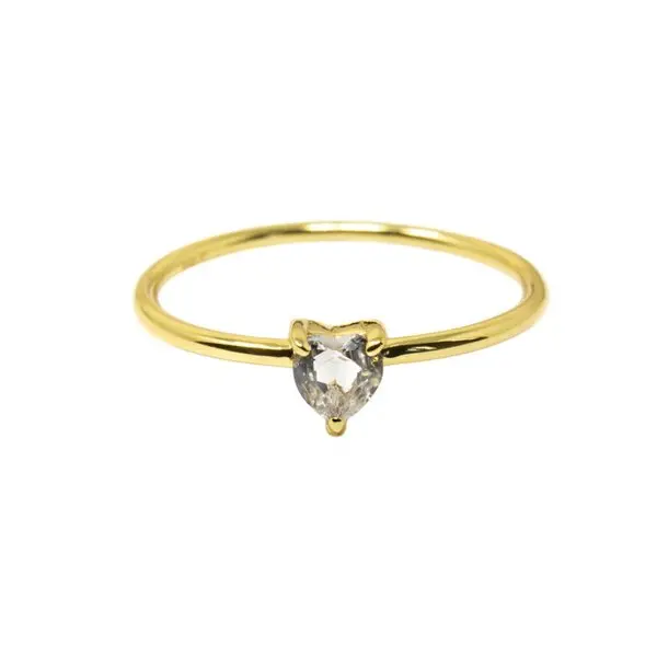 NASI SILVER Yours Heart Ring With Topaz - White
