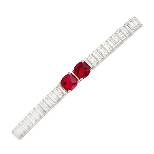 MAISON DE GALA Twin Ruby Bracelet - Silver/red