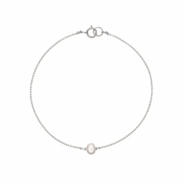 LILY & ROO Sterling Single Pearl Bracelet - Silver