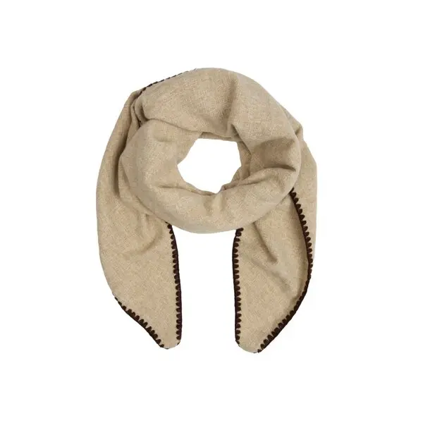 Saachi Knitted Triangle Ivory Shawl Wrap - White