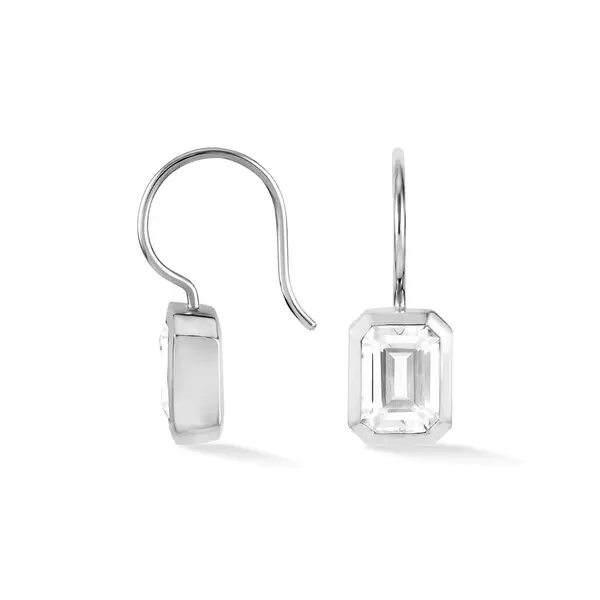 DOWER & HALL Octagon White Topaz Earrings - Silver/white