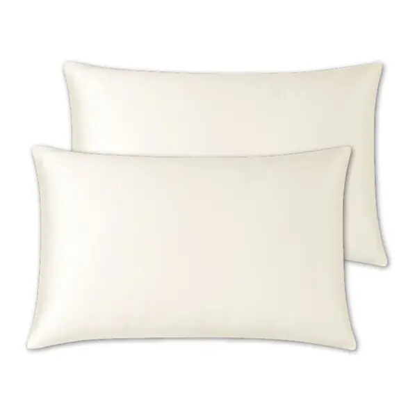 HI SILK Ivory Mulberry Silk Housewife Pillowcase Set Of Two Twenty Five Momme - White