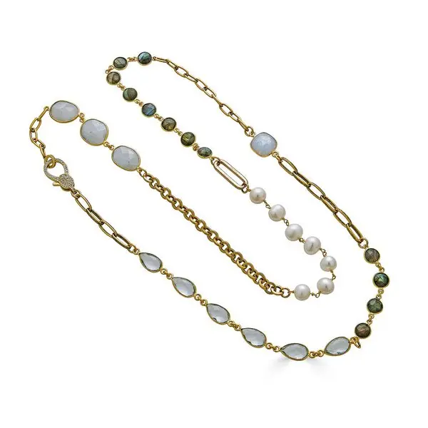 LONI PAUL JEWELRY Moonstone, Labradorite, Crystal & Pearl Necklace - Gold