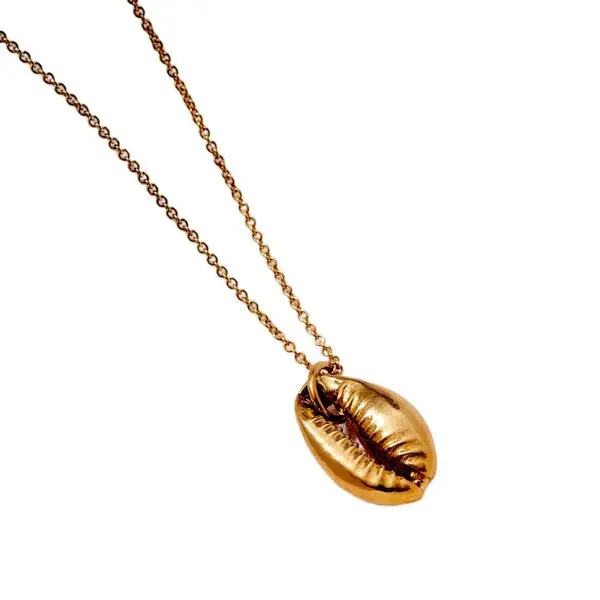 POSH TOTTY DESIGNS Yellow Plated Cowrie Shell Pendant Necklace - Gold