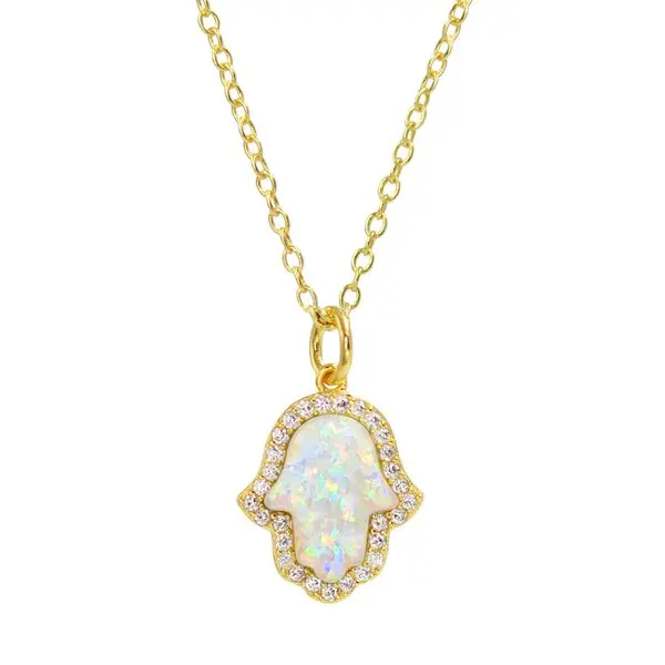 KAMARIA Opal Hamsa Hand Necklace - White