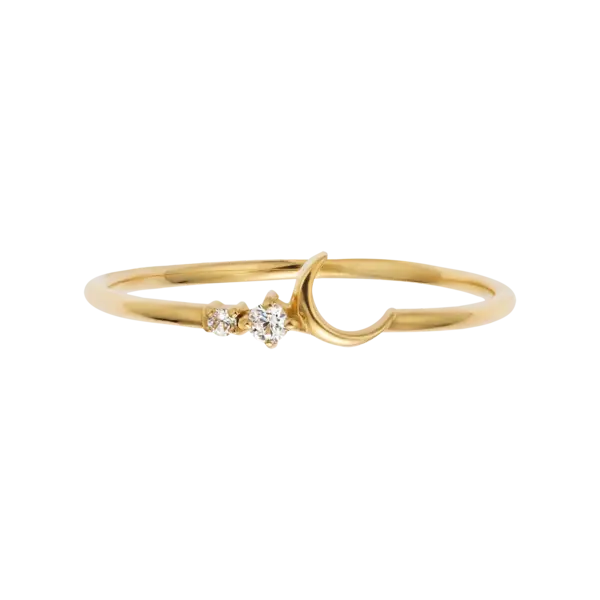 LA KAISER Diamond Fly Me To The Moon Ring - Gold