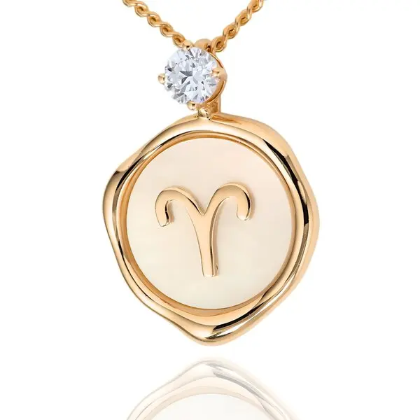 HINCH & LIU Aries Zodiac Vermeil Necklace With Diamond - Gold