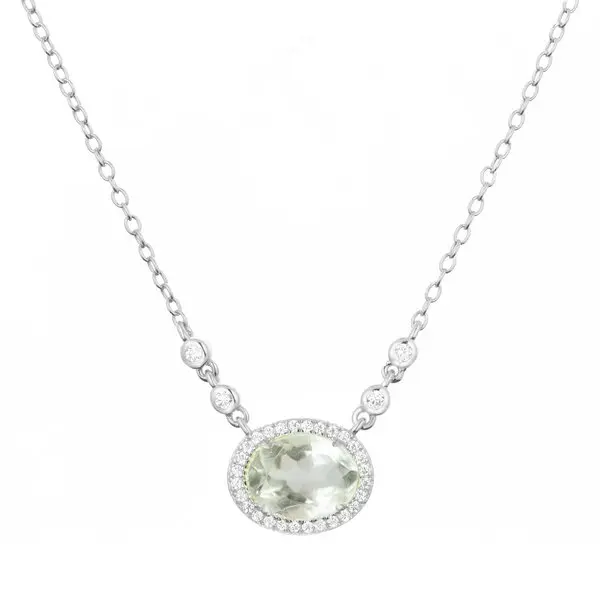 KAMARIA Aura Green Amethyst Gemstone Necklace - Silver