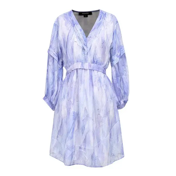 SMART AND JOY Abstract Print Chiffon Trapeze Dress