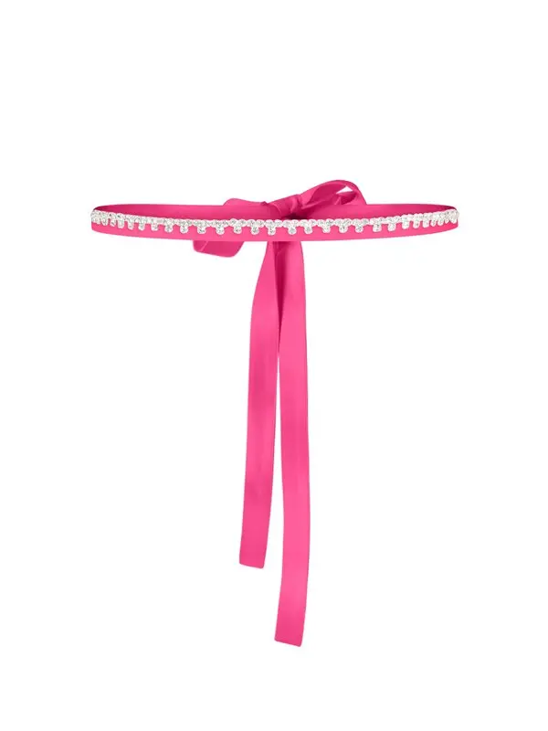 TIA DORRAINE Crystal-embellished Self-tie Belt - Pink