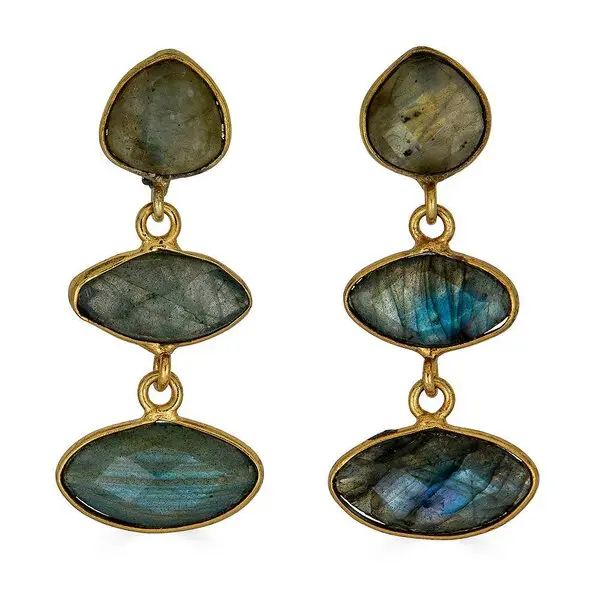 LONI PAUL JEWELRY Marquis Labradorite Dangle Earrings - Gold/green