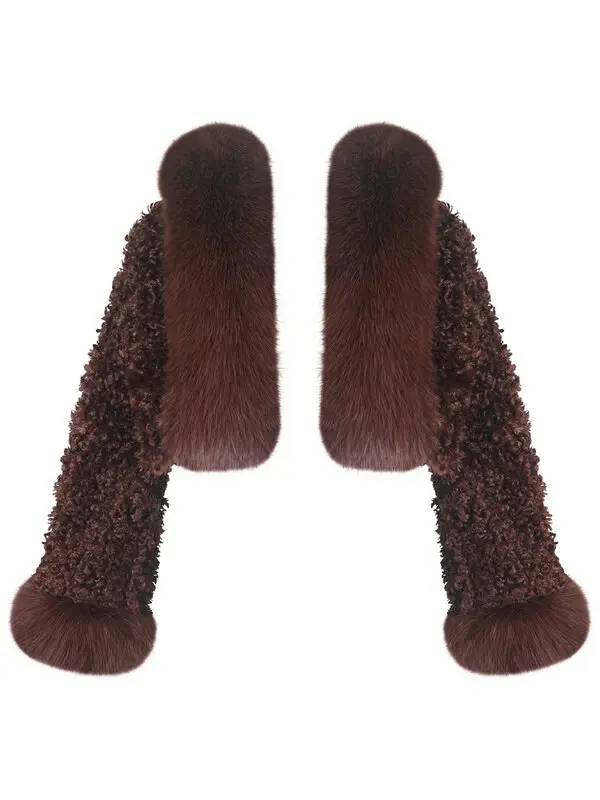 MISS CIRCLE NEW YORK Kali Cropped Vegan Shearling Fur Jacket - Brown