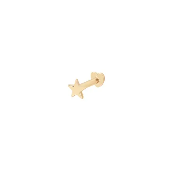VANCHI 14k Solid Mini Star Flat Back Stud Earring - Gold