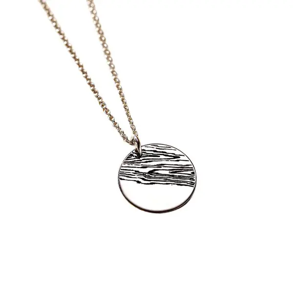 POSH TOTTY DESIGNS Sterling Engraved Wood Grain Disc Necklace - Silver