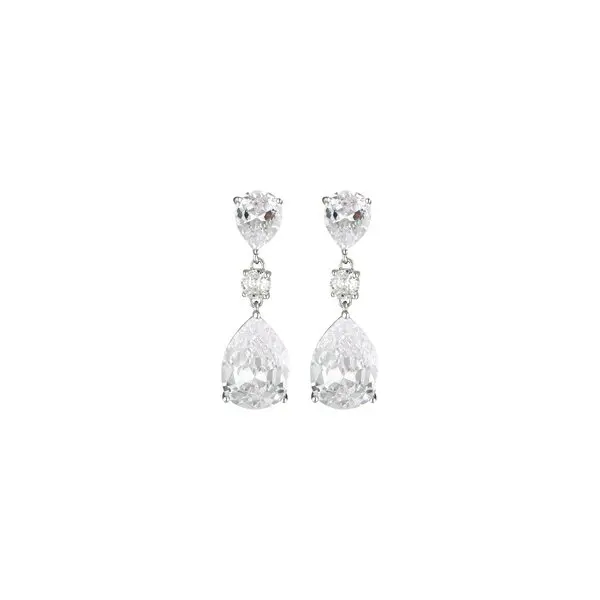 STEPHANIE BROWNE AUSTRALIA Eternity Diamond Cut Crystal Drop Earrings - Silver