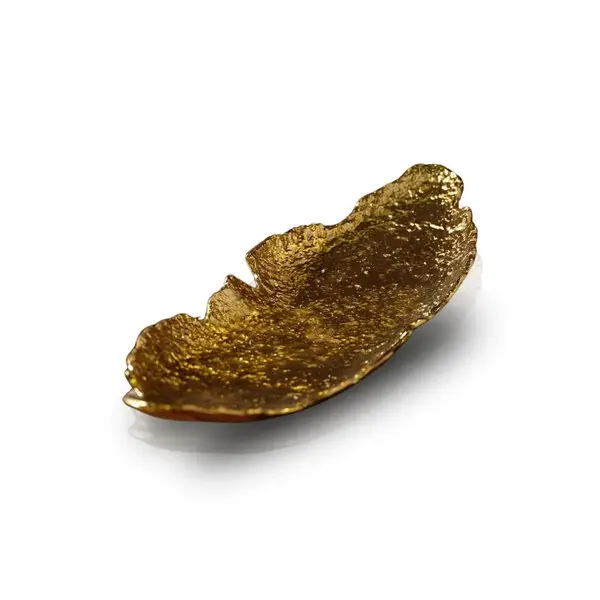 MARLETH Brass Sculptural Tray With Organic Texture - Gold