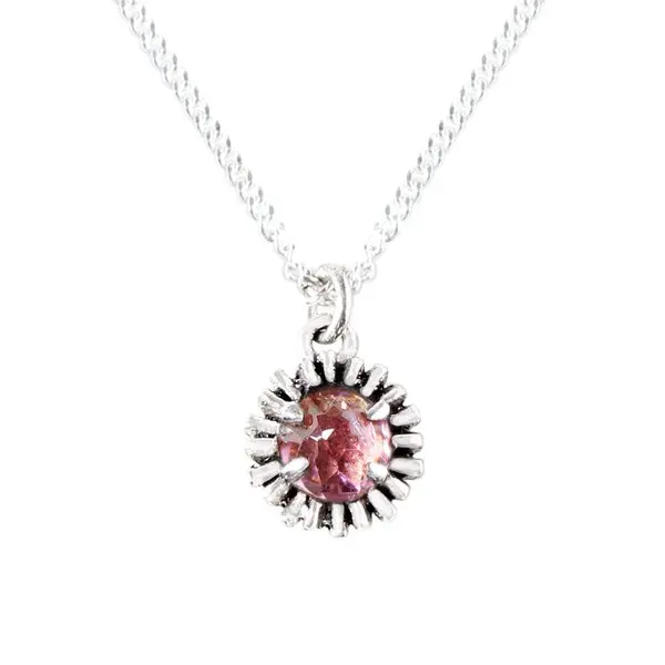 LEE RENEE Dahlia Bud Pink Tourmaline Necklace - Silver