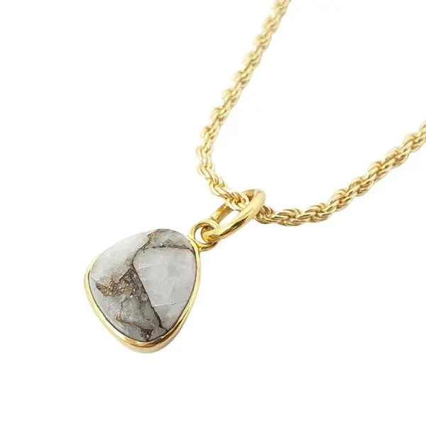 HARFI Gold Vermeil Plated Herkimer Diamond Rope Necklace - Gold/grey/brown
