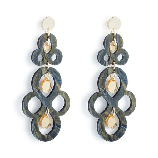 TOOLALLY Batik Drop Earrings - Black/gold